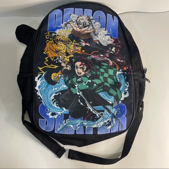 Other | Demon Slayer Green Tanji Tanjiro Backpack Laptop Black Bag Nwot ...